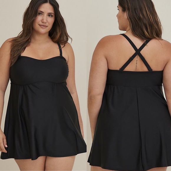torrid | Swim | Nwt Torrid Convertible Strap Wireless Black Swim Dress ...